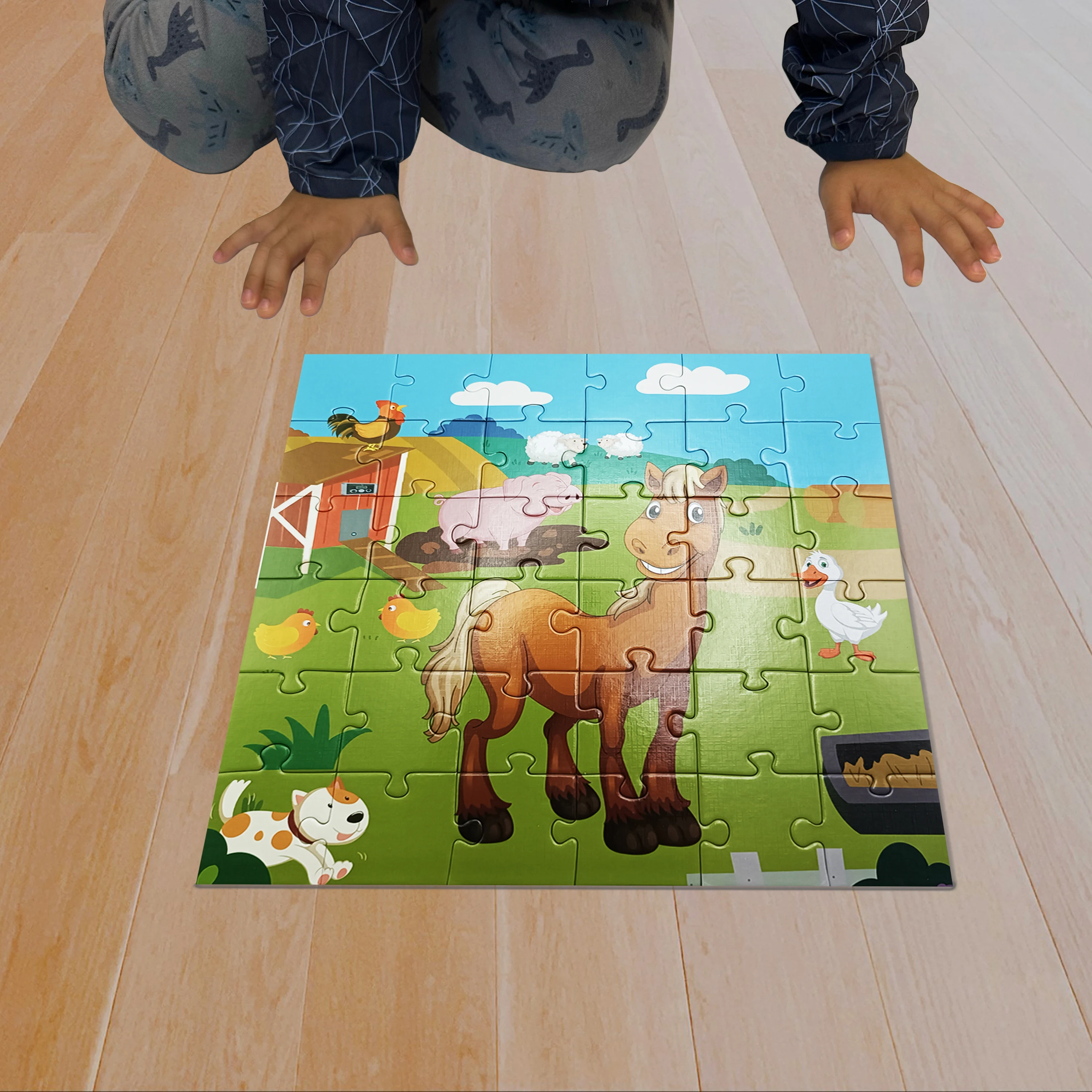 Puzzle-For-Kids-36-Piece-Cartoon-Animals-Elephant-Panda-Horse-Floor ...