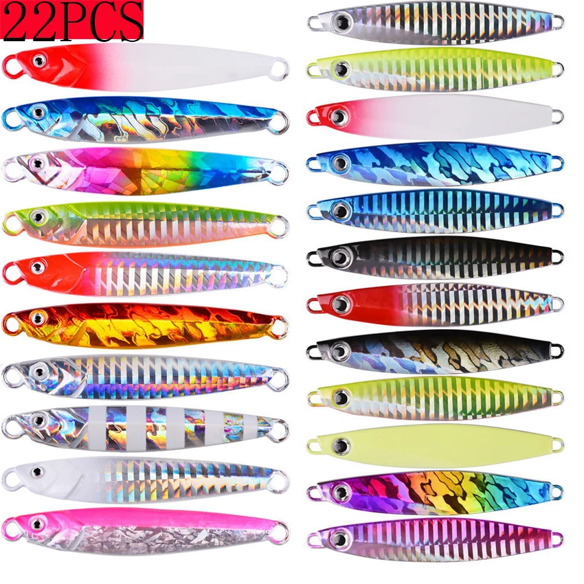 22PCS-Glow-Jigging-Fishing-Lures-Set-40g-30g-20g-17g-10g-7g-Shore-Drag ...