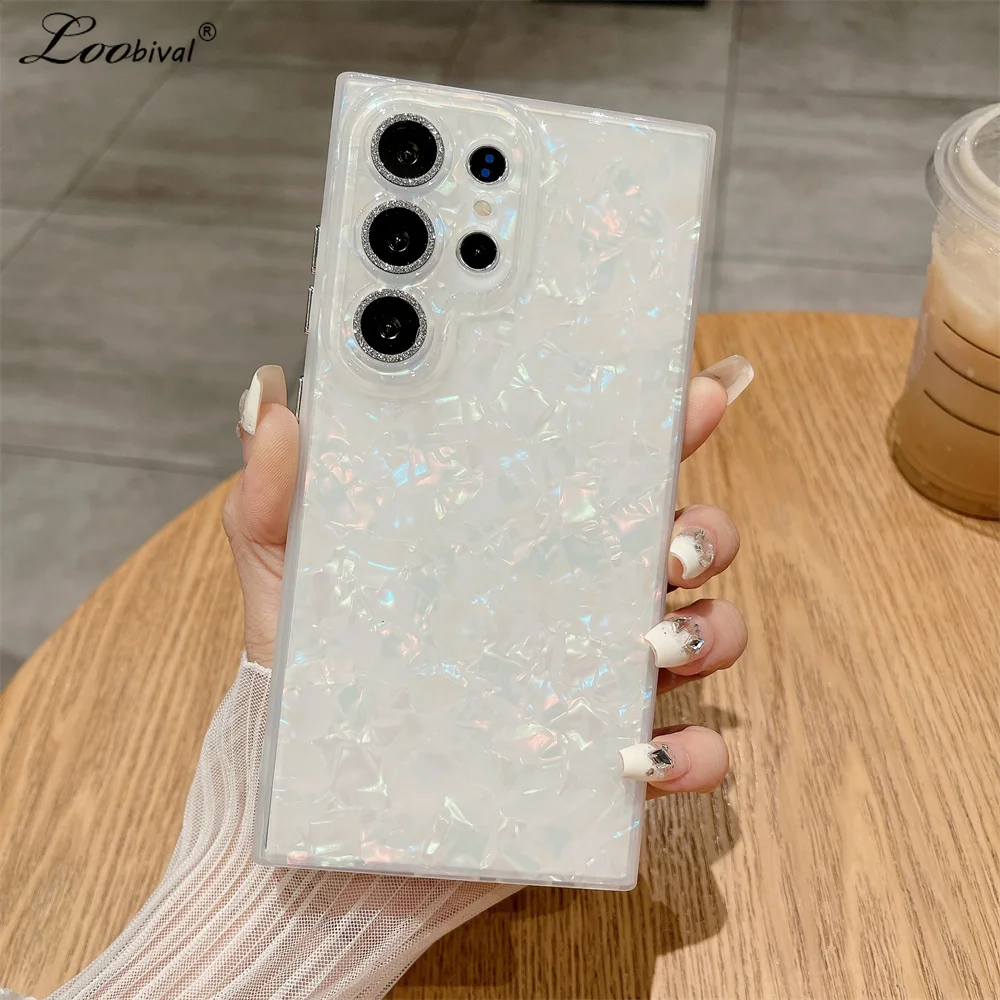 Glitter-Marble-Shell-Pattern-Case-for-Samsung-Galaxy-S24-Ultra-S23-S22-Plus-S24Plus-Plating ...