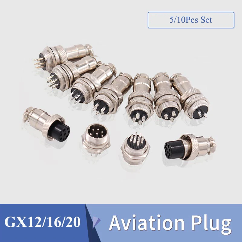 5-10Set GX16 GX12 GX20 Aviation Plug Socket 12mm 16mm 20mm Male Female ...