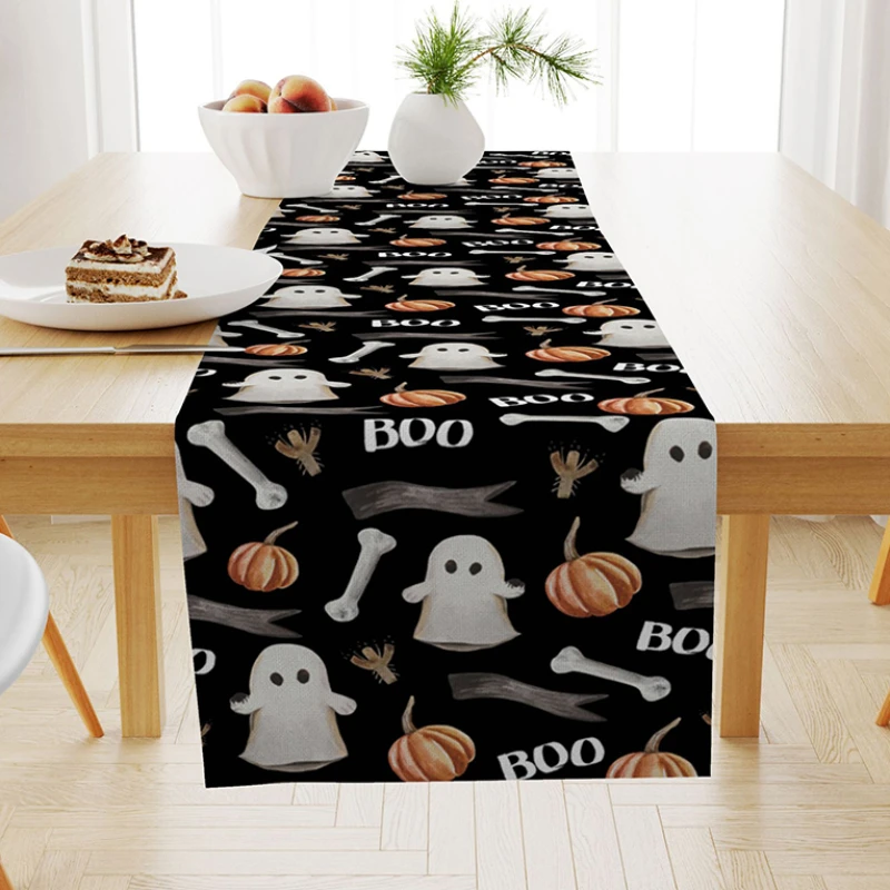 Table-Runner-Decorative-Table-Cloth-Ghost-Pumpkin-Linen-Halloween ...