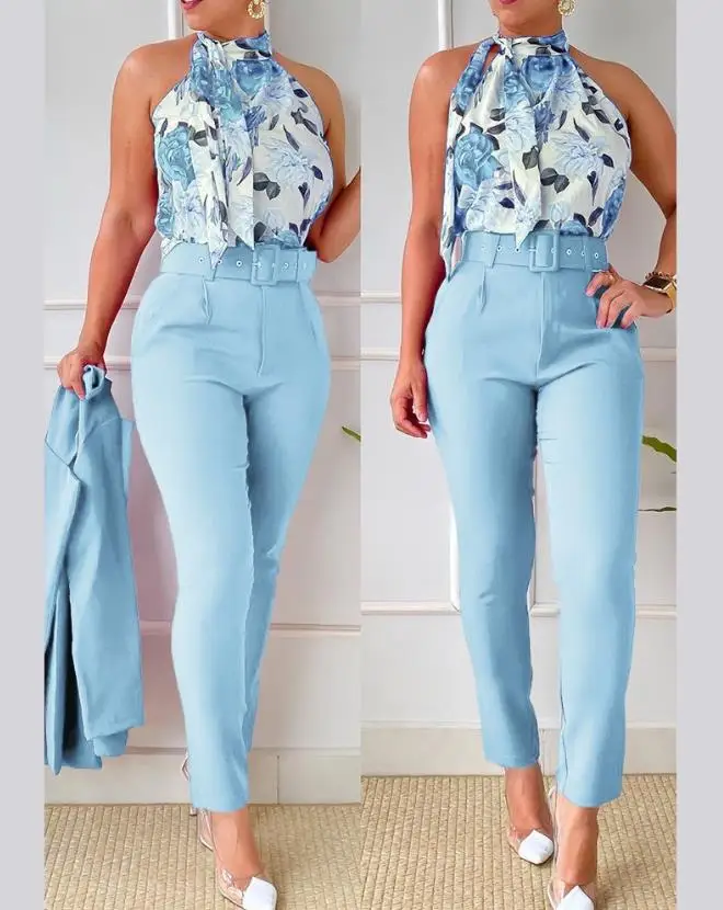 Kleurrijke Vrouwen Broek Pak Lente En Zomer 2023 Nieuwe Mouwloze ...