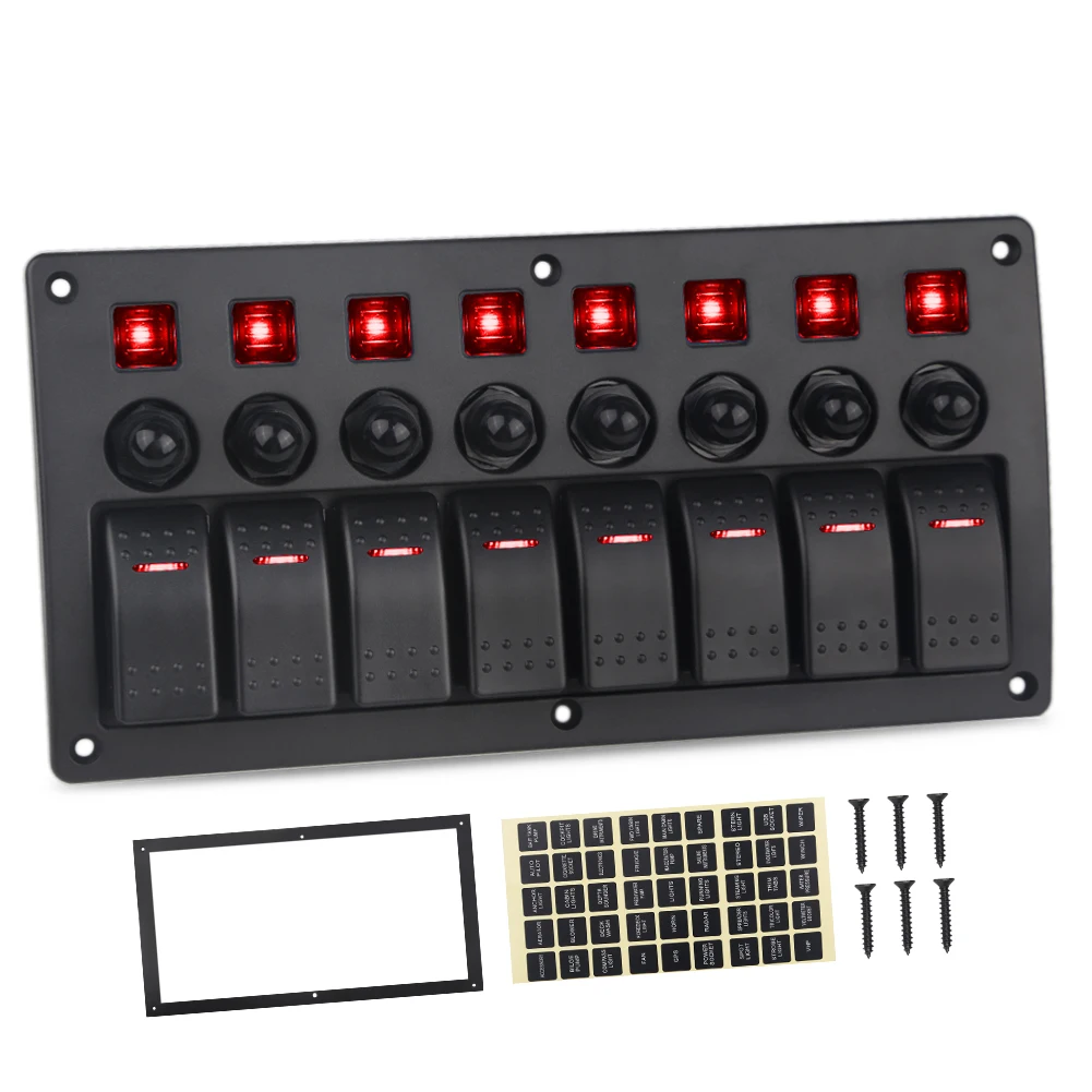 8-Gang-Marine-Boat-Rocker-Switch-Panel-With-Circuit-Breakers-LED-Switch ...