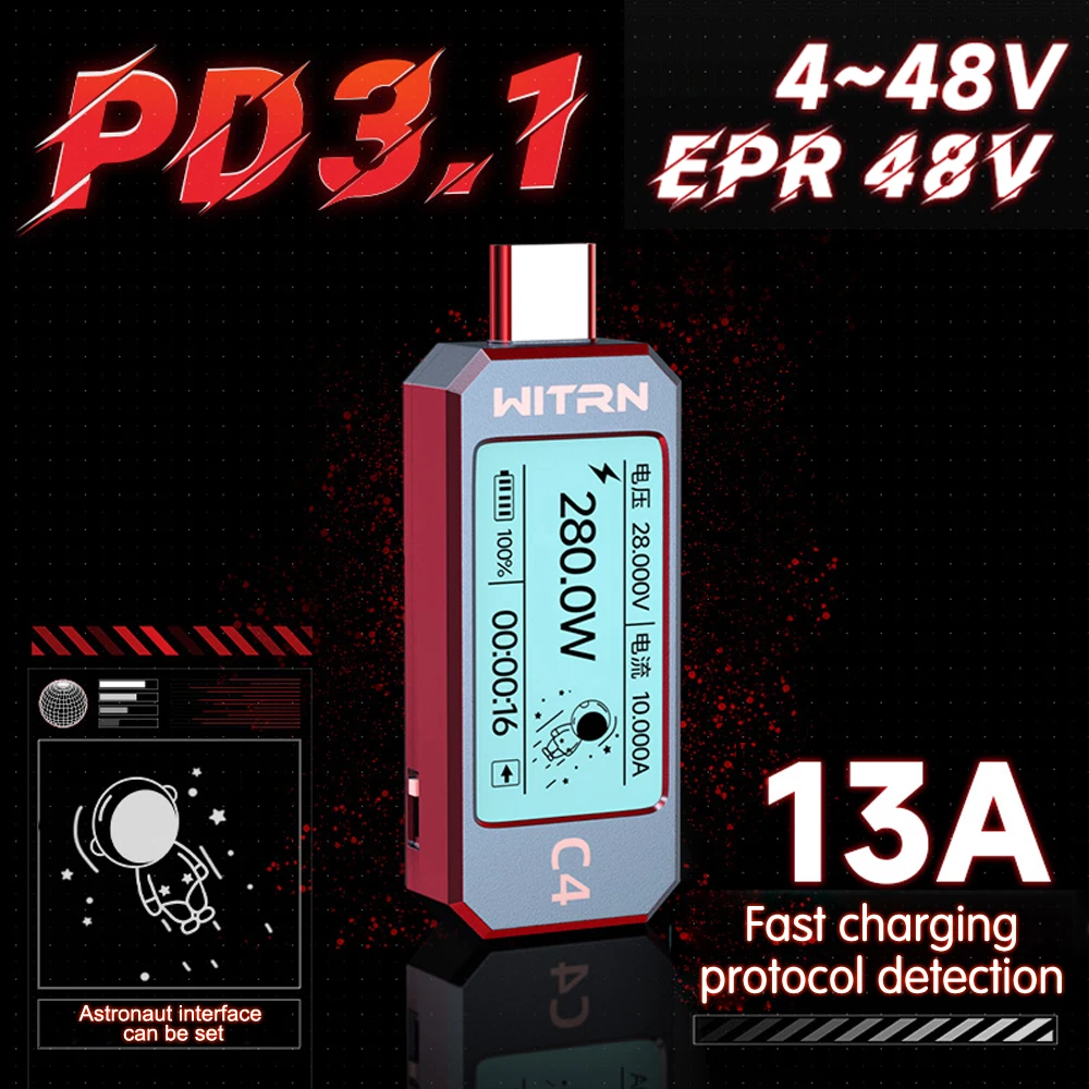 Witrn C4/C4L USB Charging Tester Voltage Current PD3.1 Quick Protocol ...