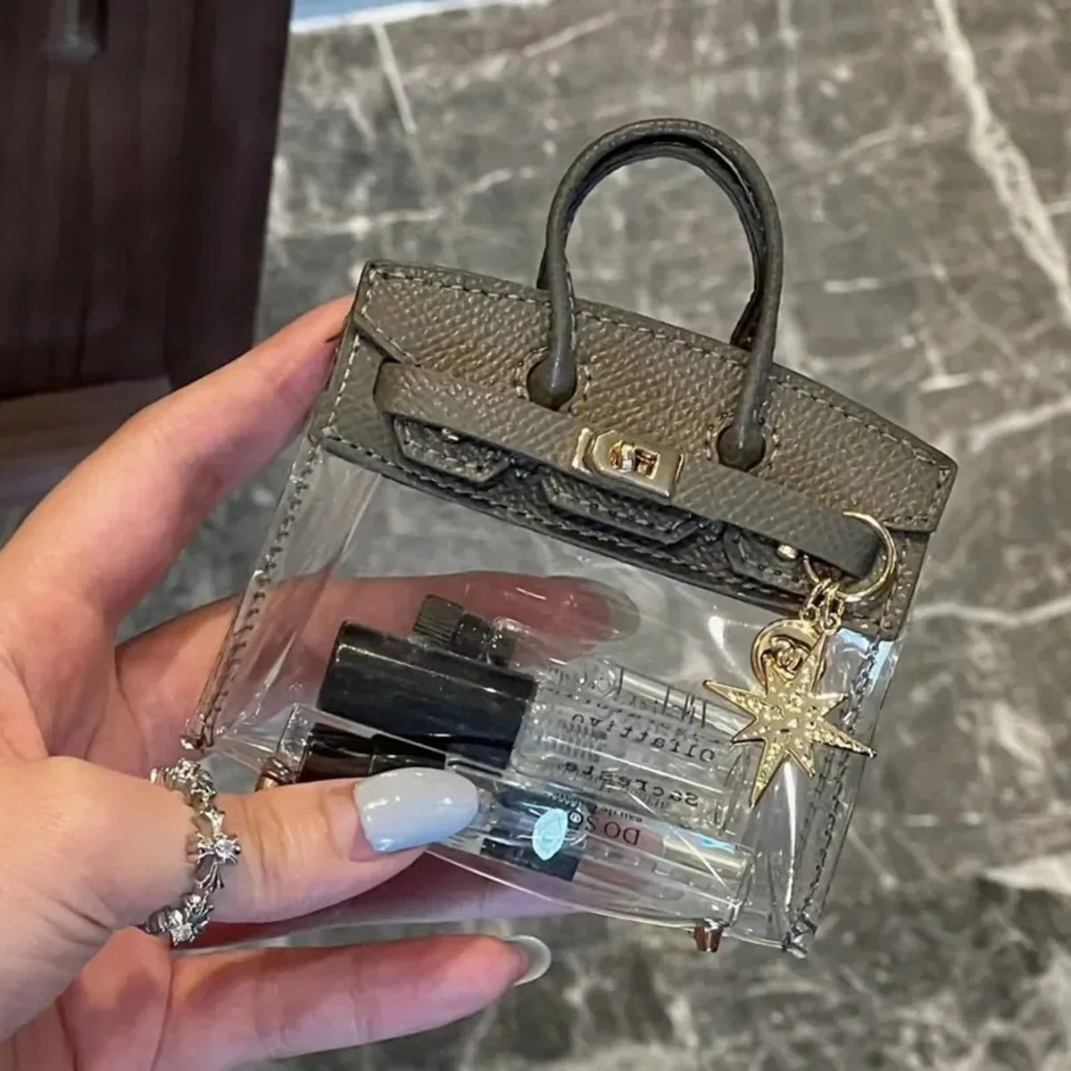 Car-Keys-Storage-Bag-Transparent-Platinum-Key-Set-Shape-Perfume ...