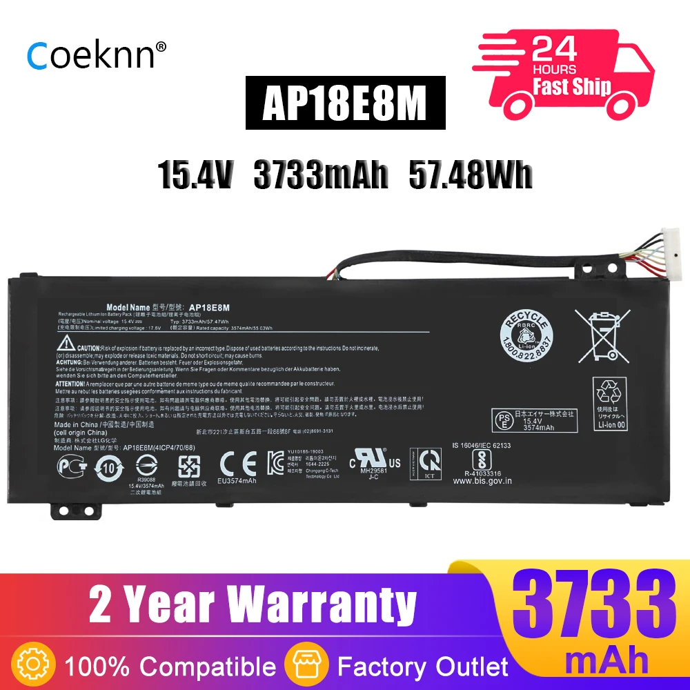 Coeknn-AP18E8M-AP18E7M-Laptop-Battery-For-Acer-Nitro-5-AN515-54-AN517 ...