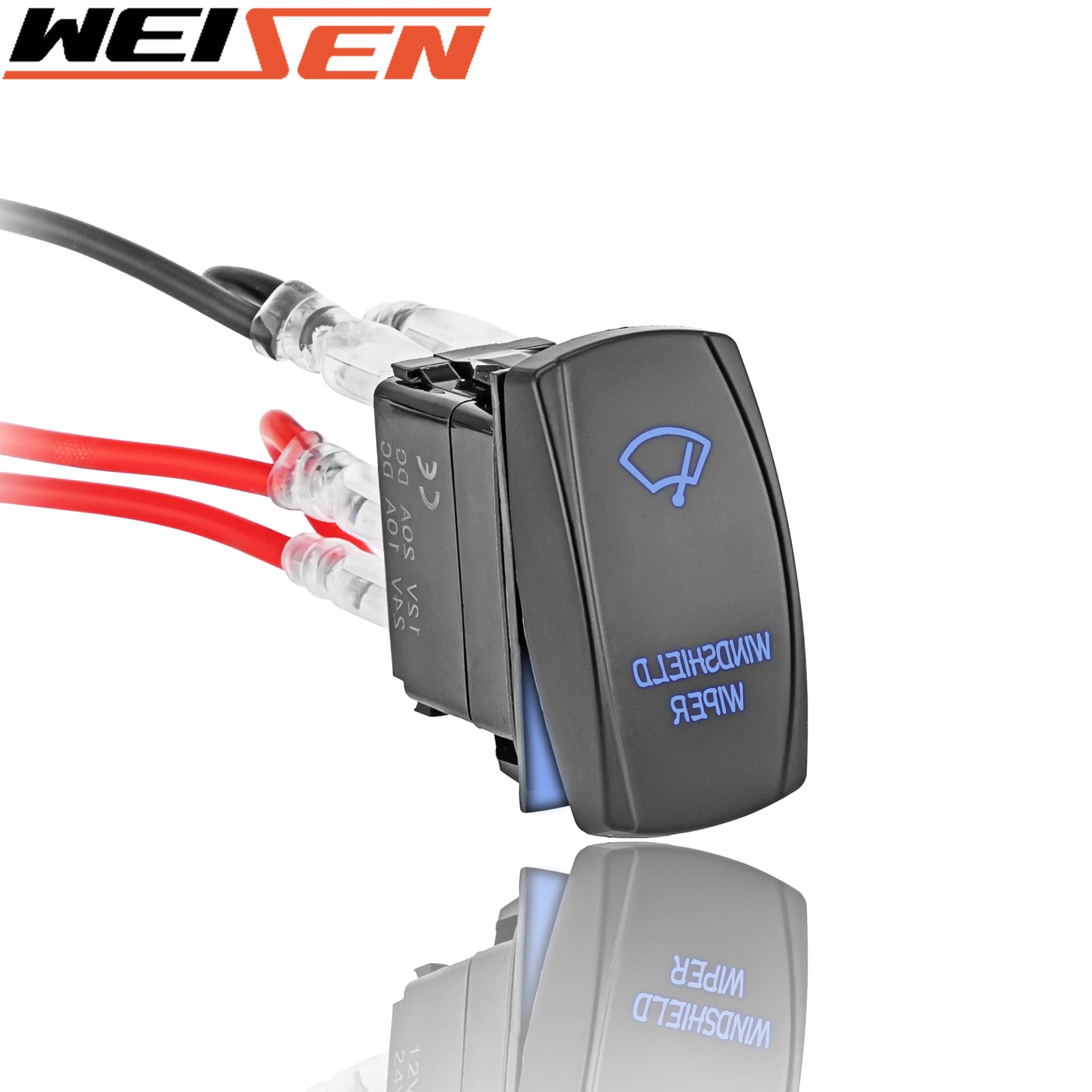 5 Pin Spst 12v 24v 20a 10a Rocker Switch Blue Laser Windshield Wiper ...