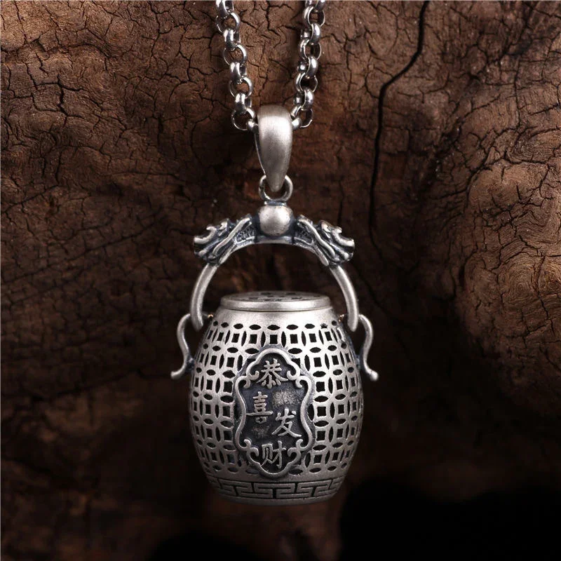 925-silver-Opened-Retro-Creative-Hollow-Out-Copper-Coin-Pendant-Double ...