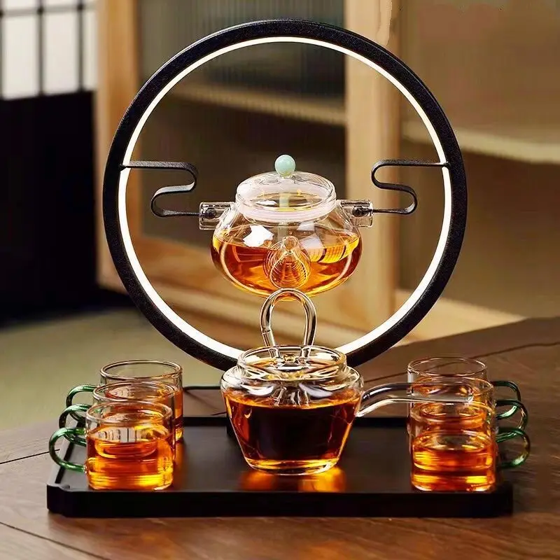 Heat-resistant-Glass-Tea-Set-Magnetic-Water-Diversion-Rotating-Cover ...