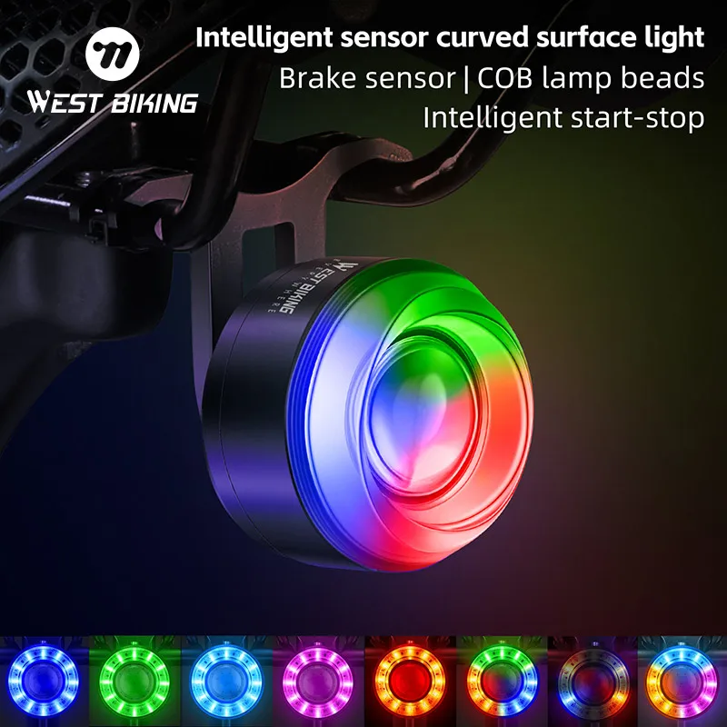 WEST BIKING Bicycle Night Riding Colorful Tail Light Road Bike Brake ...