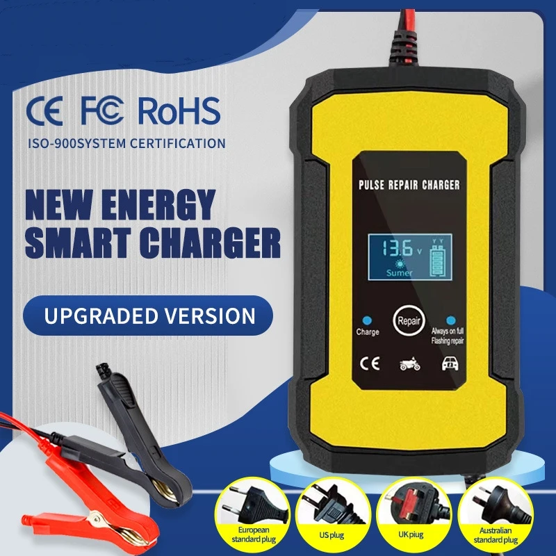 12v 6a Car Battery Charger Pulse Repair Lcd Display Smart Fast Charge ...