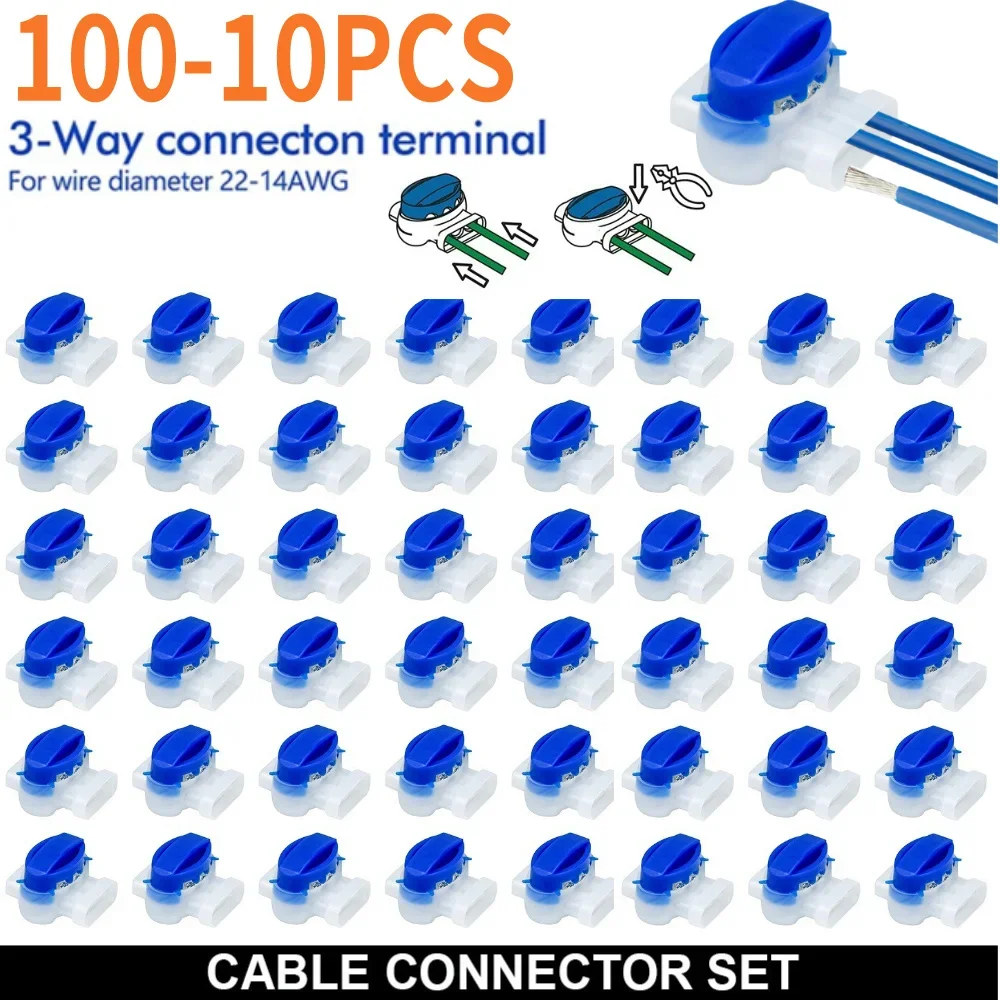 10-100PCS Electric Cable Connectors 3 Holes Cable Connector Waterproof ...