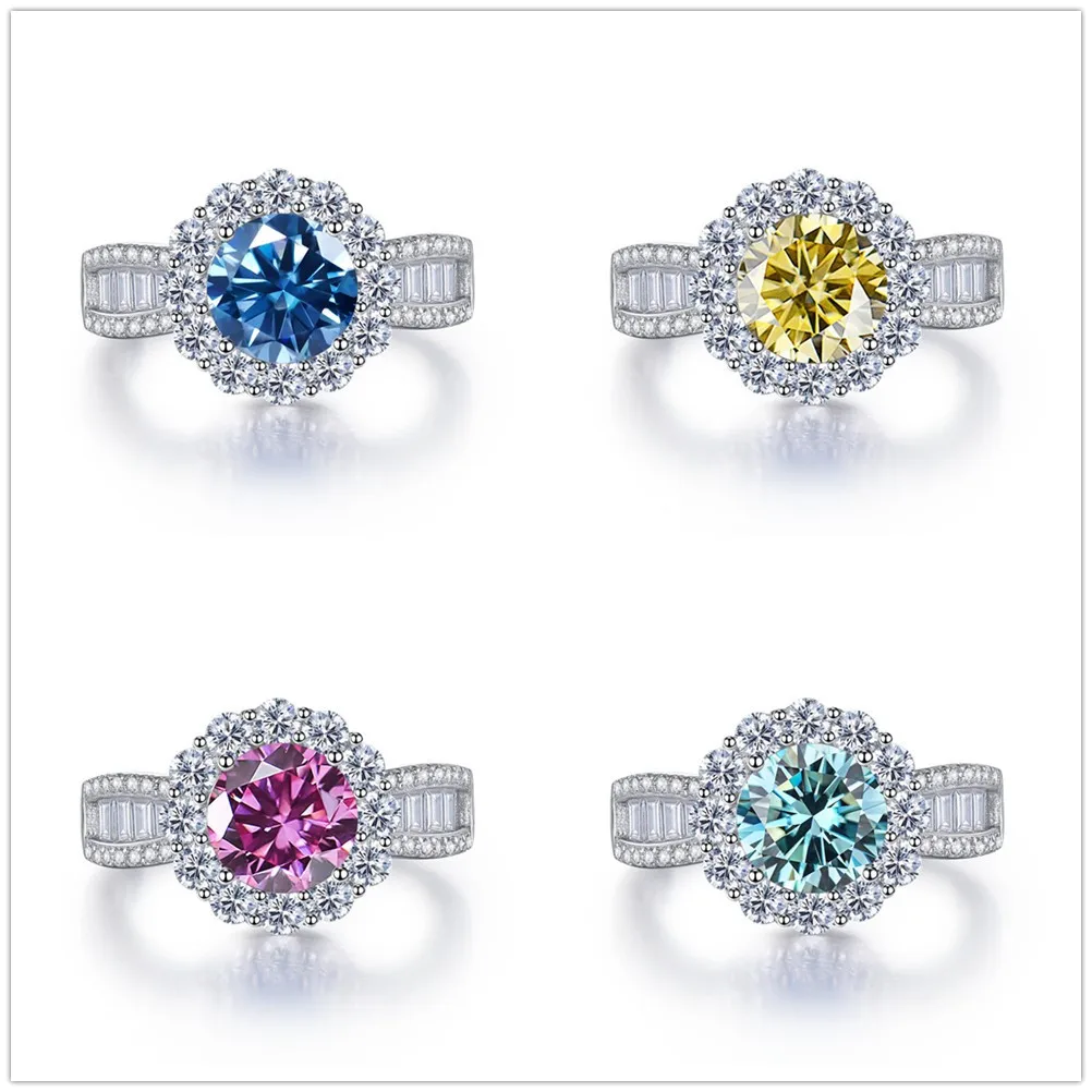Round-shape-2-Carat-Pink-Roayl-blue-Color-Moissanite-Ring-S925-Sterling ...