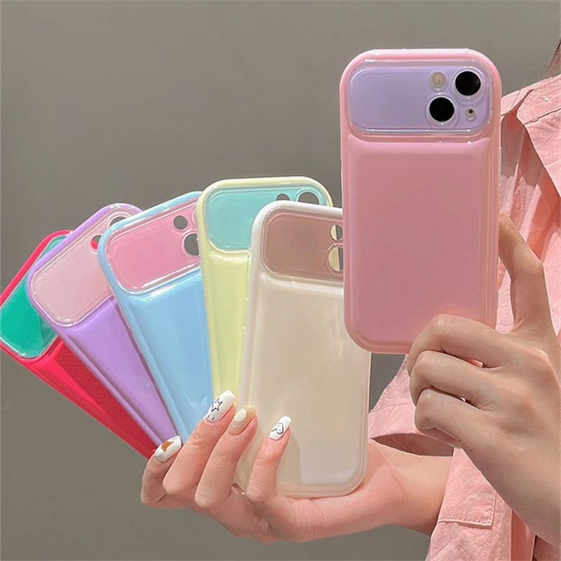Japan Korea Girl Contrast Color Simple Phone Case For iPhone 14 12 13 ...