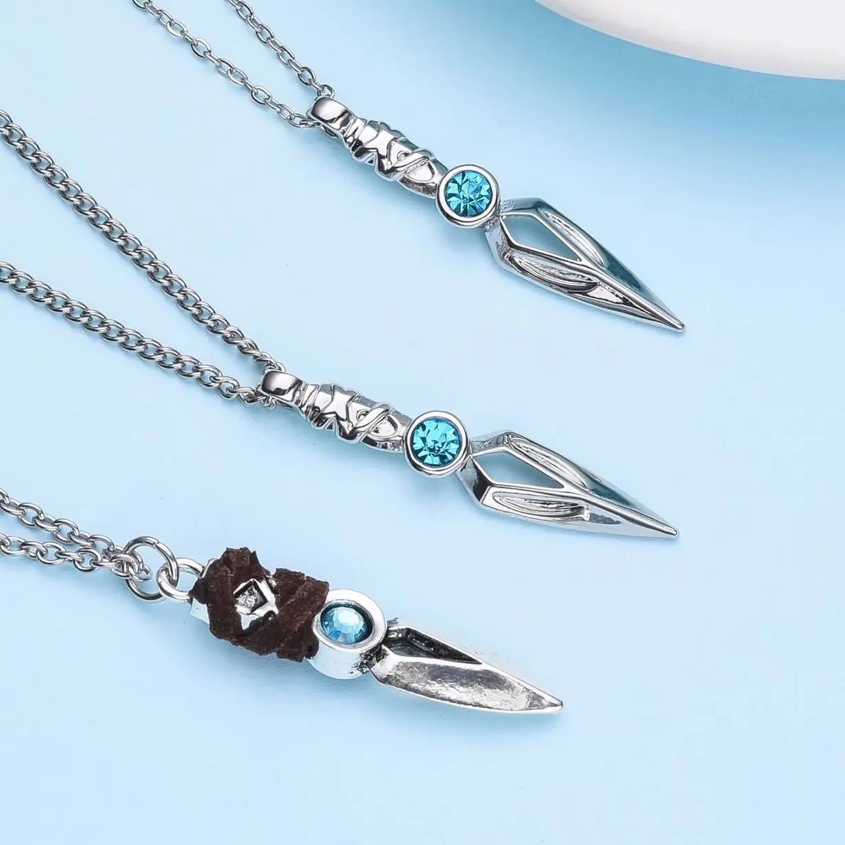 New Game Valorant Pendant Fashion Jett Knife Necklace Inlay Blue ...