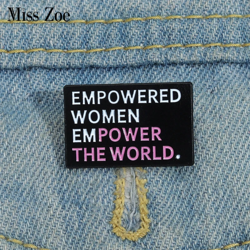 Empowered Women Enamel Pins Custom Simple Banner Brooches Lapel Badges ...