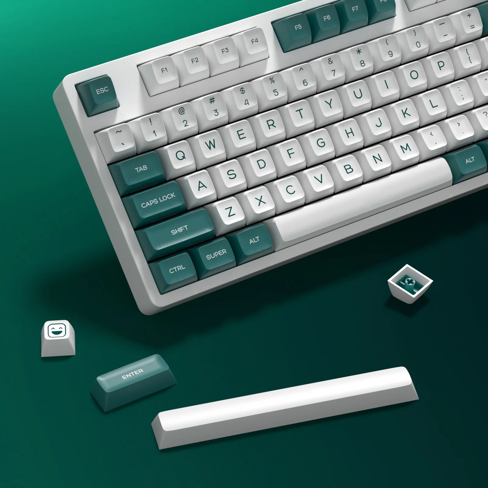 KBDiy-PBT-Green-and-White-Keycaps-Double-Shot-Set-SA-Profile-for ...
