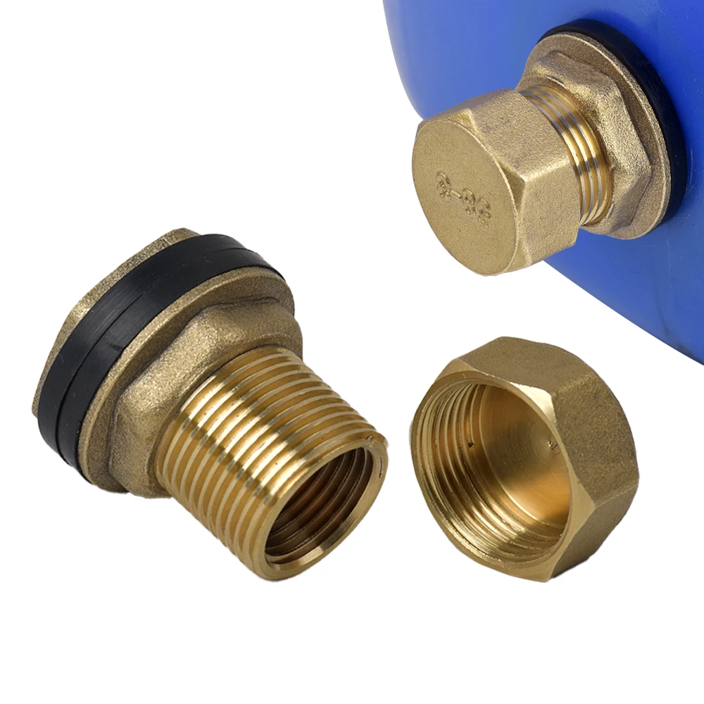 Brass Bulkhead Fitting with End Plugs, 1/2" Female 3/4" Male Thread ...