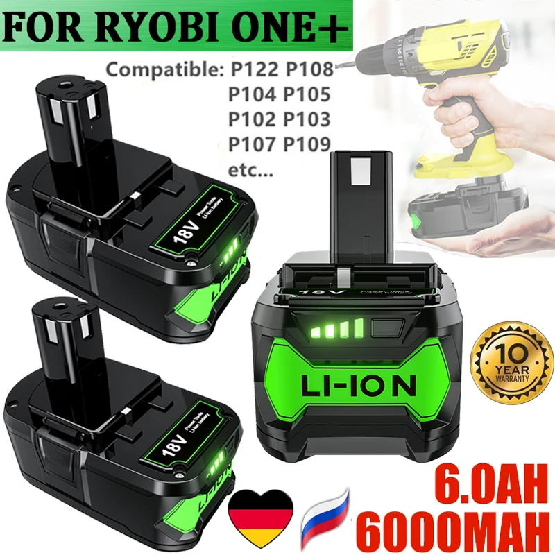 6Ah-For-RYOBI-P108-18V-One-Plus-Battery-18-Volt-Lithium-Ion-Power-Tools ...