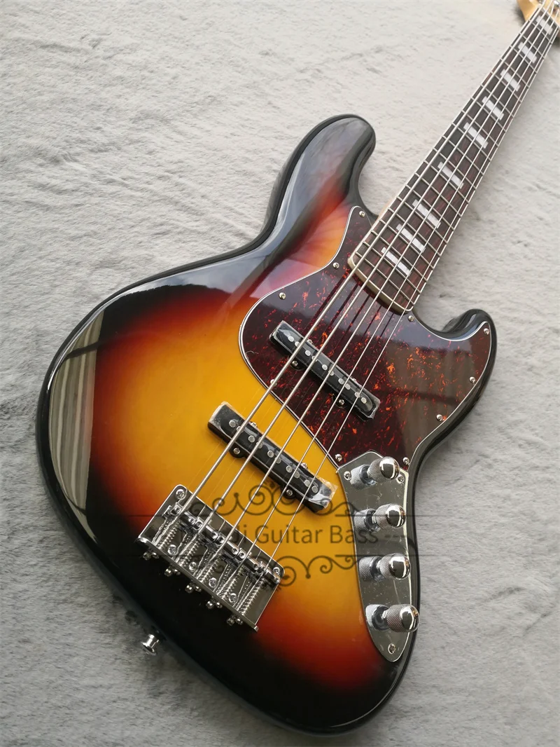 5-corde-Sunburst-Bass-Guitar-Jaz-Bass-Basswood-Wood-Body-Maple-Neck ...