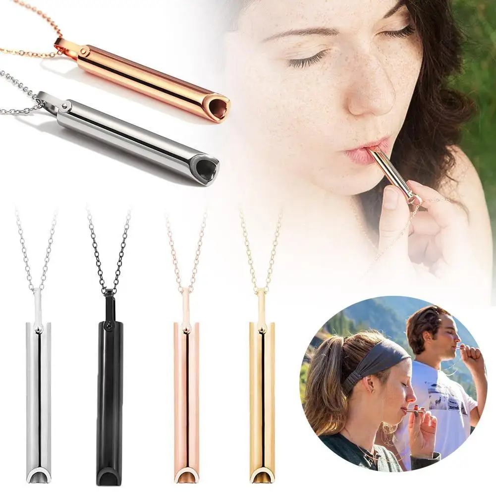 Stainless Steel Mindfulness Breathing Necklace for Women Men Relief ...