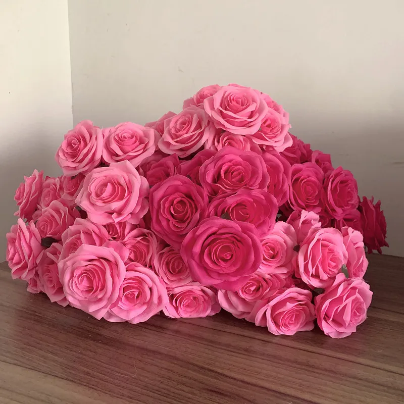 9Heads-Roses-Bouquet-Artificial-Flower-Hot-Pink-Deep-Pink-Rose-Fake ...