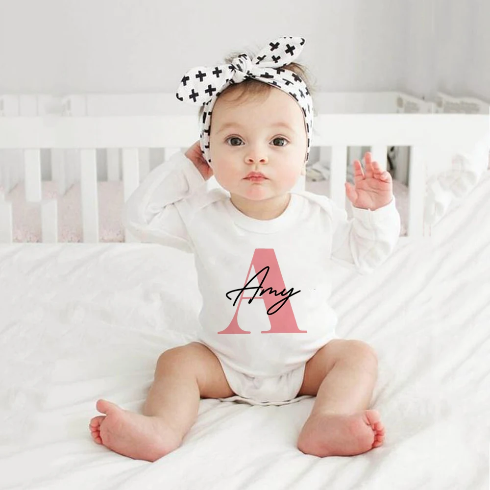 Baby-Girl-Name-Romper-Pregnancy-Announcement-Personalized-Baby-Jumpsuit ...