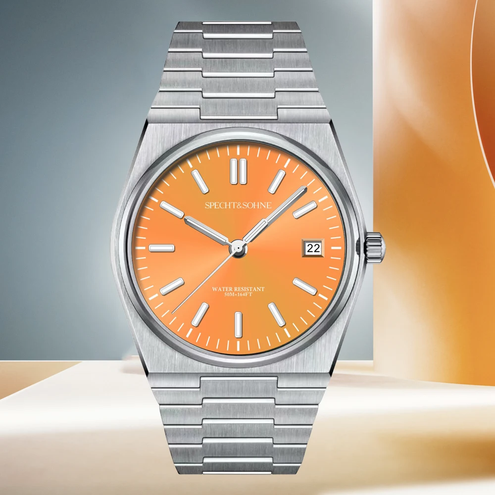 Specht&Sohne New Men's Watch 50m Waterproof 41mm Stainless Steel Salmon ...