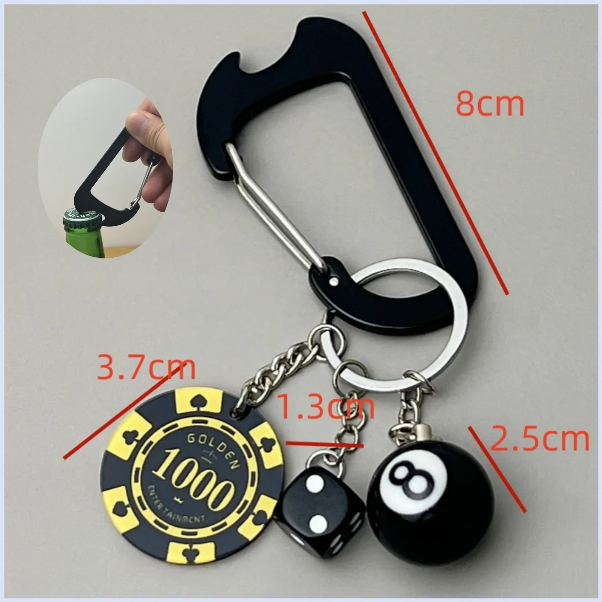 Fashionable Multi functional Keychain Casino Style Lucky Dice Black 8 ...
