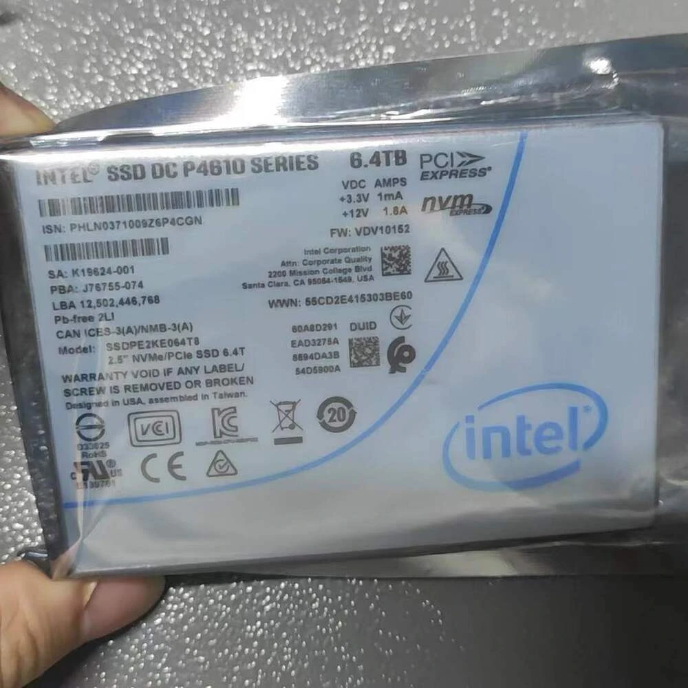 6.4TB SSD 1.6TB INTEL U2 P4610 Solid State Drive SSDPE2KE064T8 NVME VDV10152 VDC AMPS ...