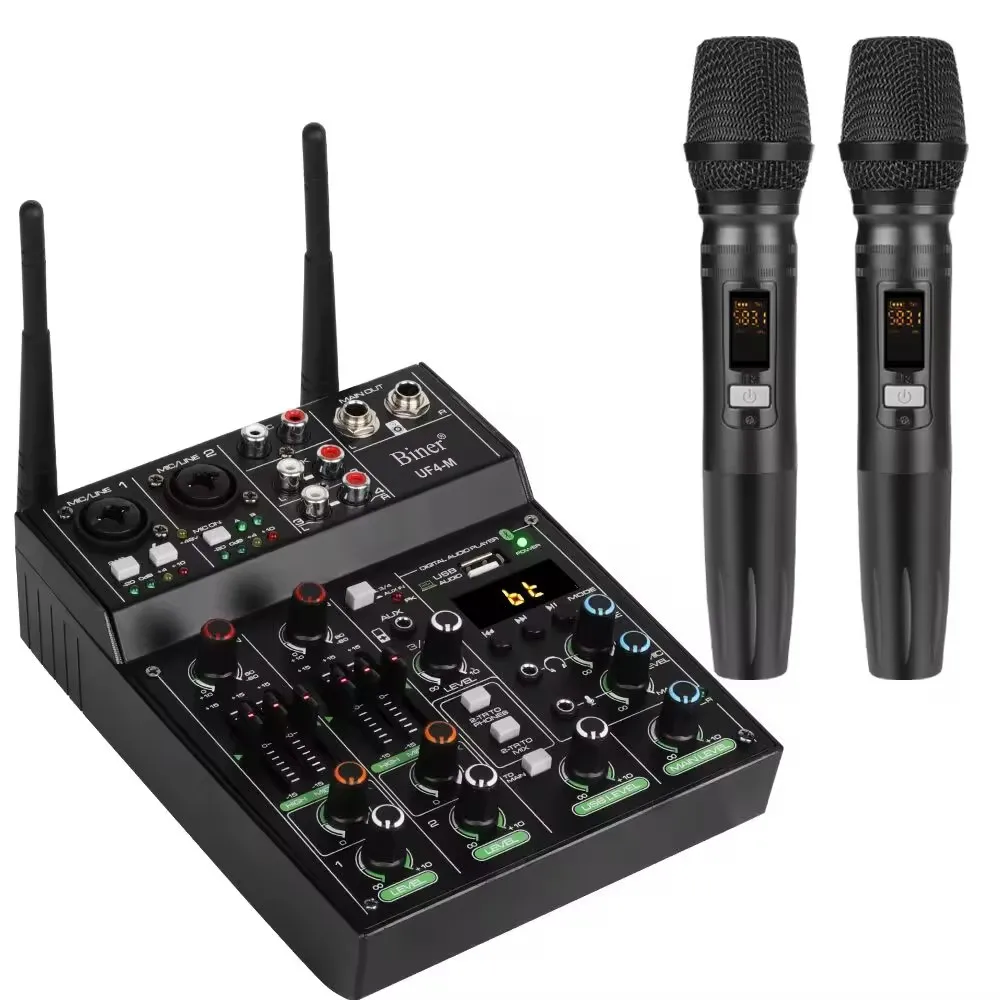 UF4-M-Professional-Portable-mini-4-channel-audio-mixer-with-2-Wireless ...