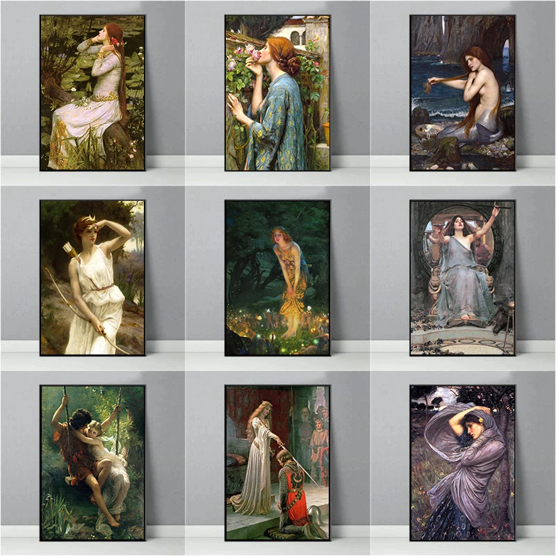 Pre-Raphaelite-Woman-Portrait-Poster-Lady-Godiva-Midsummer-Eve-Canvas-Painting-Vintage-Wall-Art ...