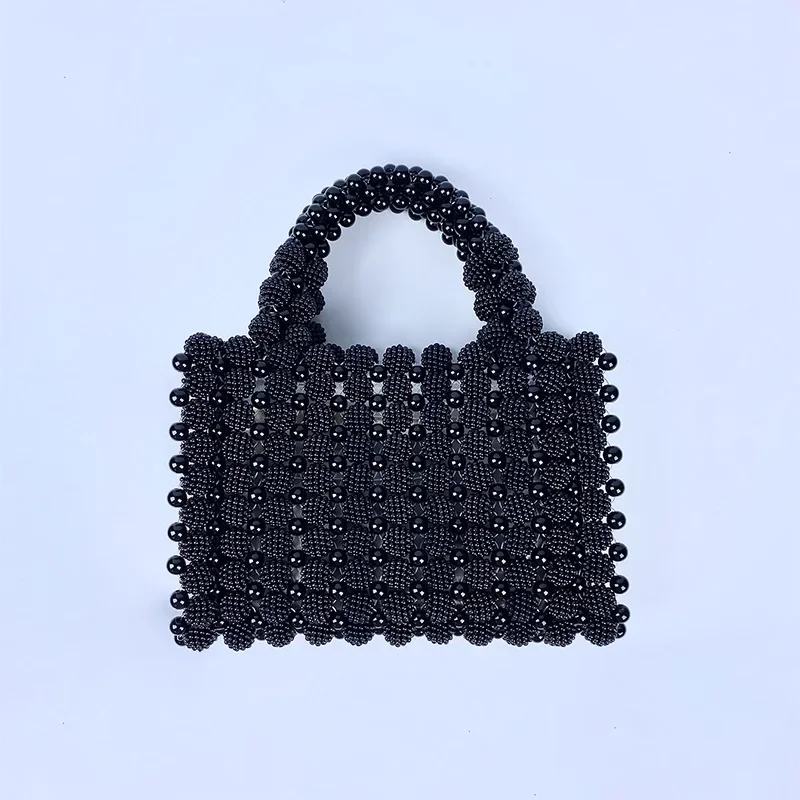 Bolso de mano de perlas negras de lujo para mujer, bolso de noche de ...