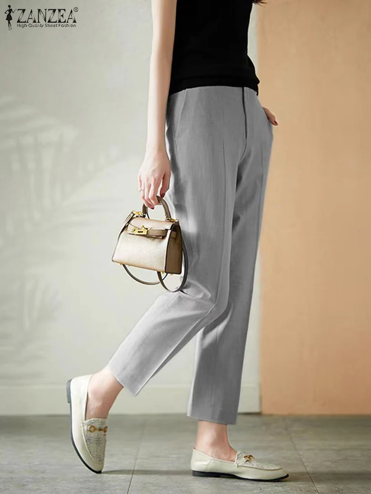 ZANZEA-Fashion-Straight-Leg-Nine-Pants-Women-Solid-Long-Trousers-Korean ...