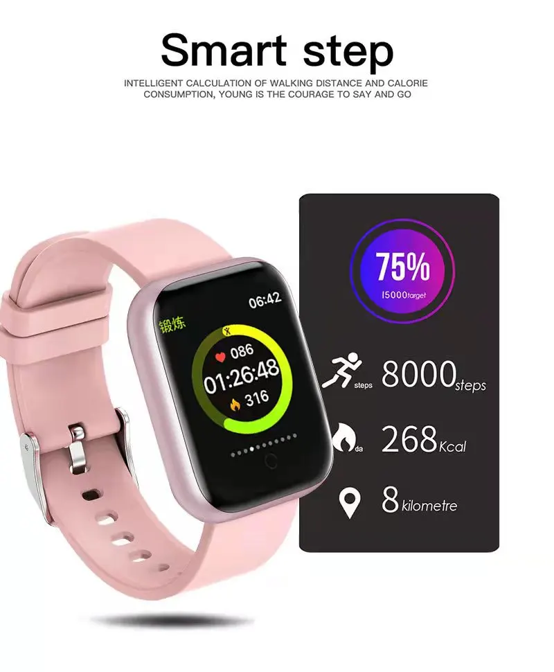 Women Smart Watch Android Girls Rose Pink Waterproof Bluetooth ...
