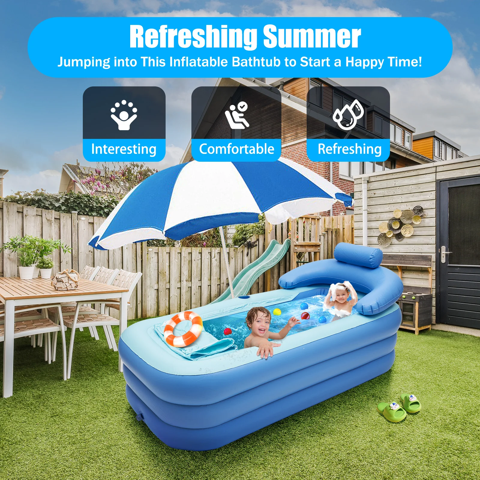 PVC-Foldable-Portable-Inflatable-Adult-Bathtub-Baby-Swim-Pool-Blow-Up ...