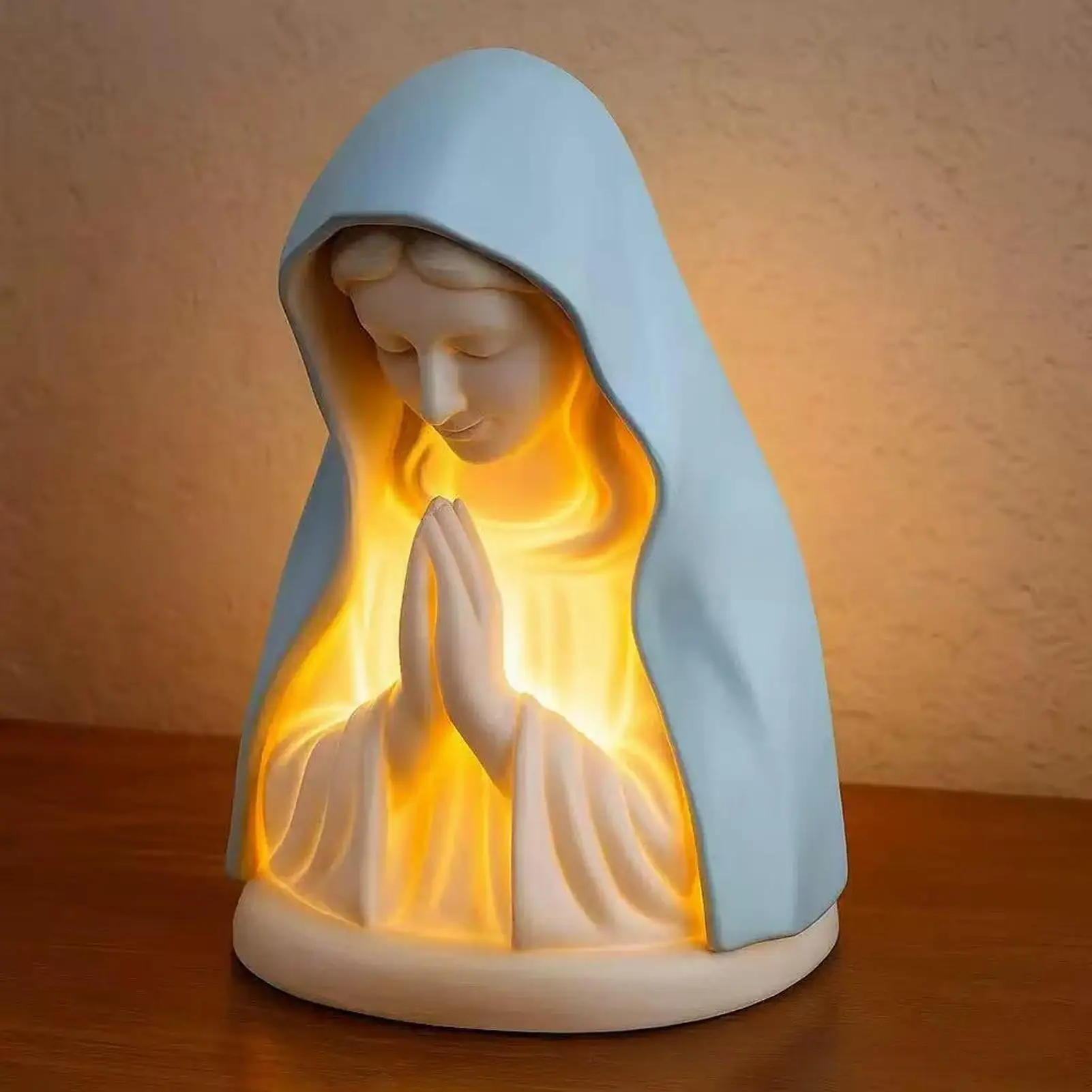 Blessed Mother Mary Night Light Warm Lighting Figure Craft Catholic ...