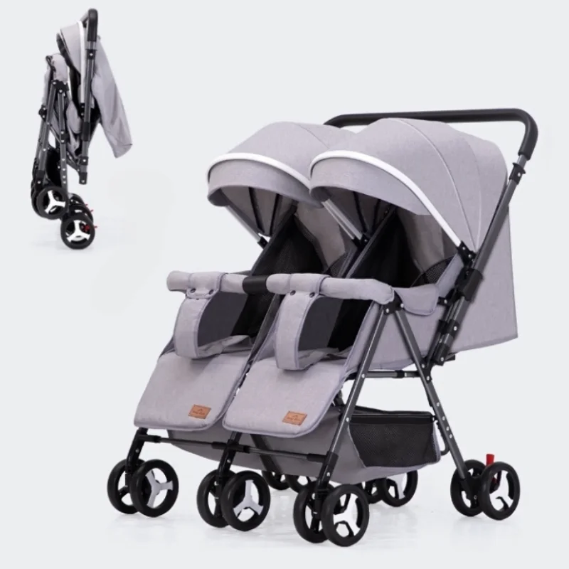 Double-Stroller-Sit-Lying-Side-By-Side-Lightweight-Foldable-Twin ...