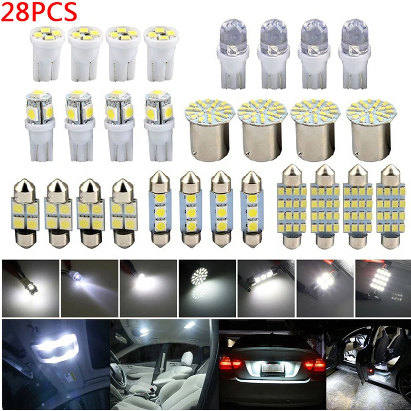 28Pcs-T10-W5W-Auto-Car-Interior-LED-Light-Dome-License-Plate-Mixed-Lamp ...
