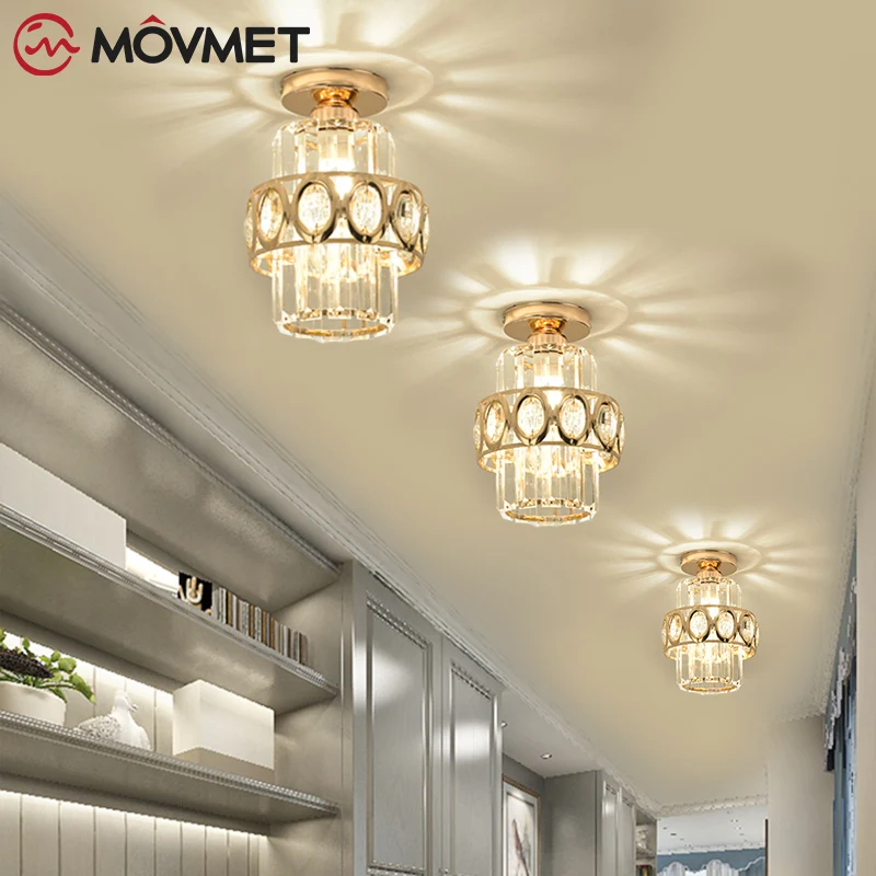 Light Luxury Led Ceiling Lamp Lustre Crystal Novelty Iron Glass Bedroom ...