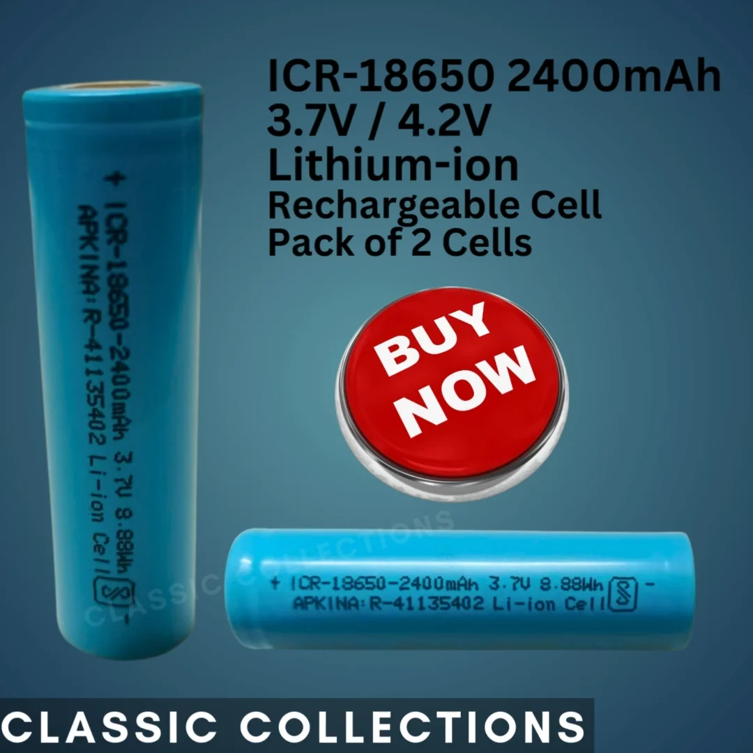 18650 ICR 2400mAh 3.7V Pack of Two - Lithium ion - Li-io - Rechargeable ...