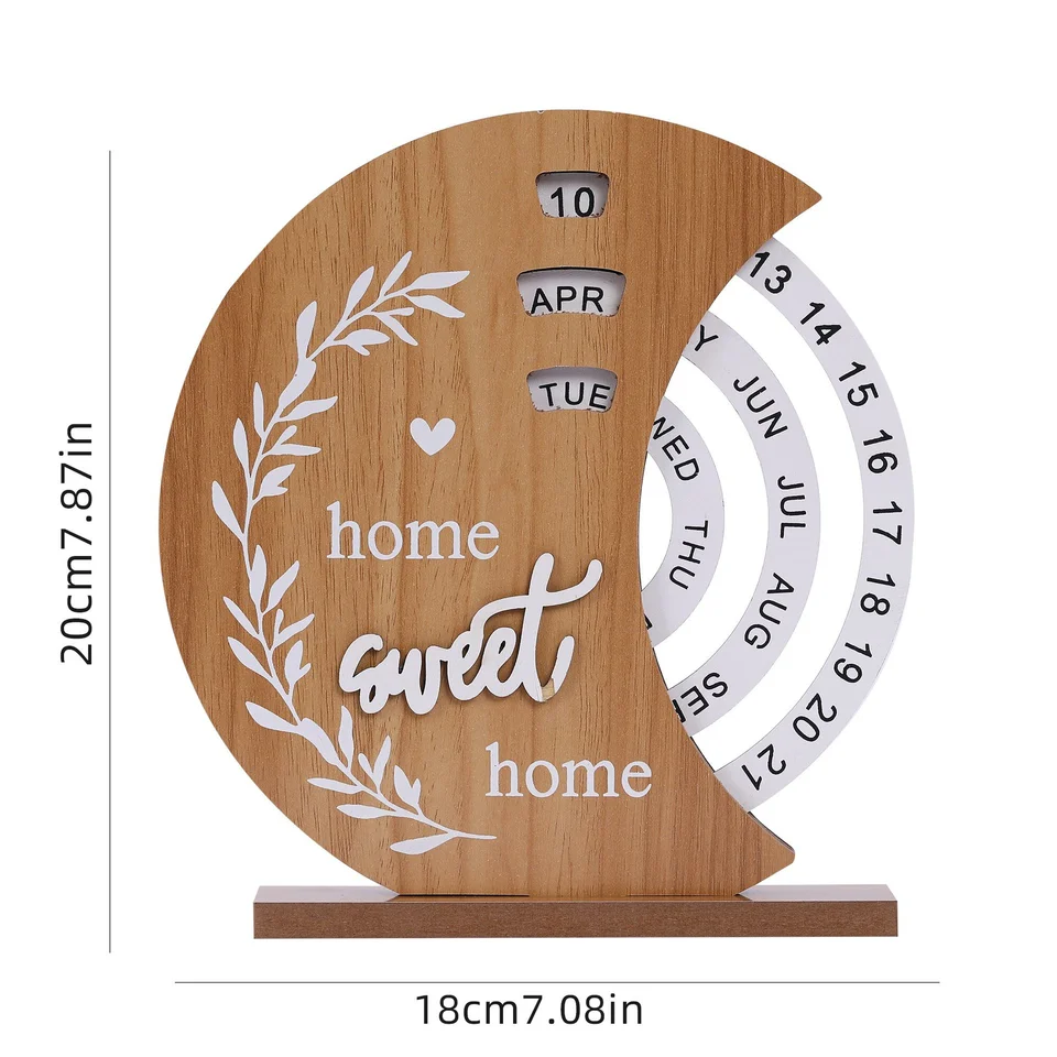 With Days Of The Week Perpetual Calendar Stable Wooden Rotary Calendar ...