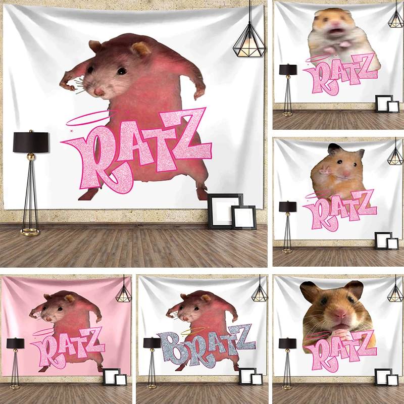 I'm Strong RATZ Pink Mouse Meme Funny Pattern Large Fabric Wall ...