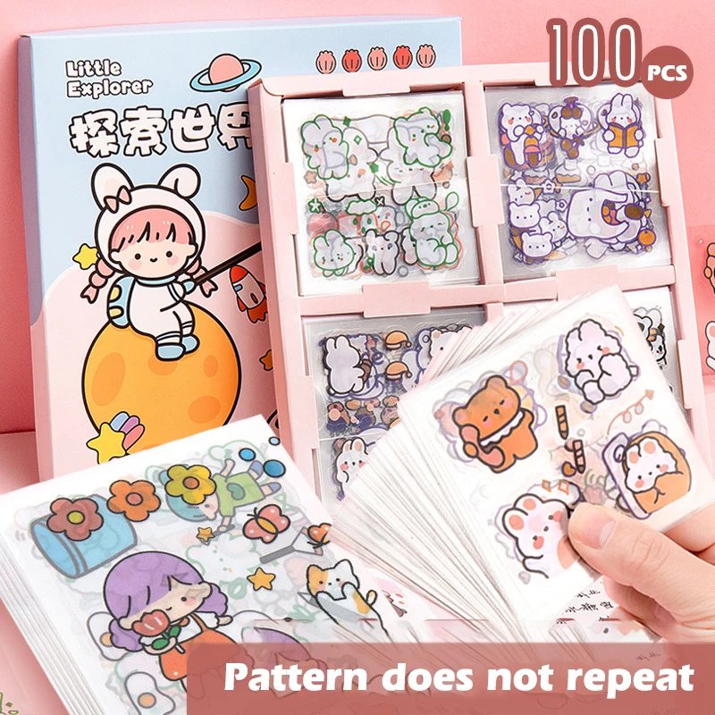 100pcs-Cartoon-Cute-Stickers-Set-DIY-Manual-Notebook-Sticker-Storage ...