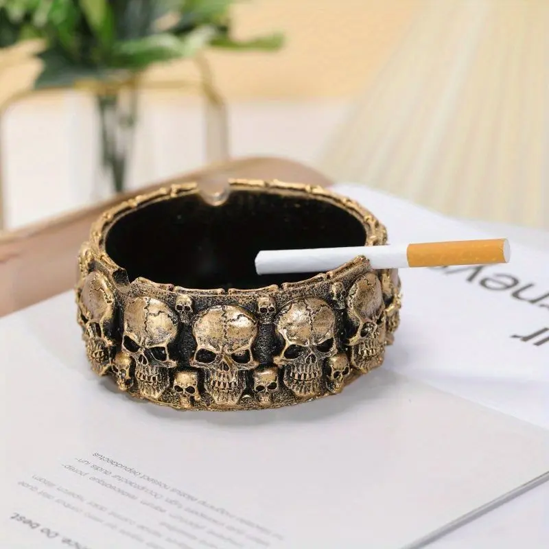 Creative Skull Ashtray Retro Coarse Pottery Relief Dark Punk Art ...