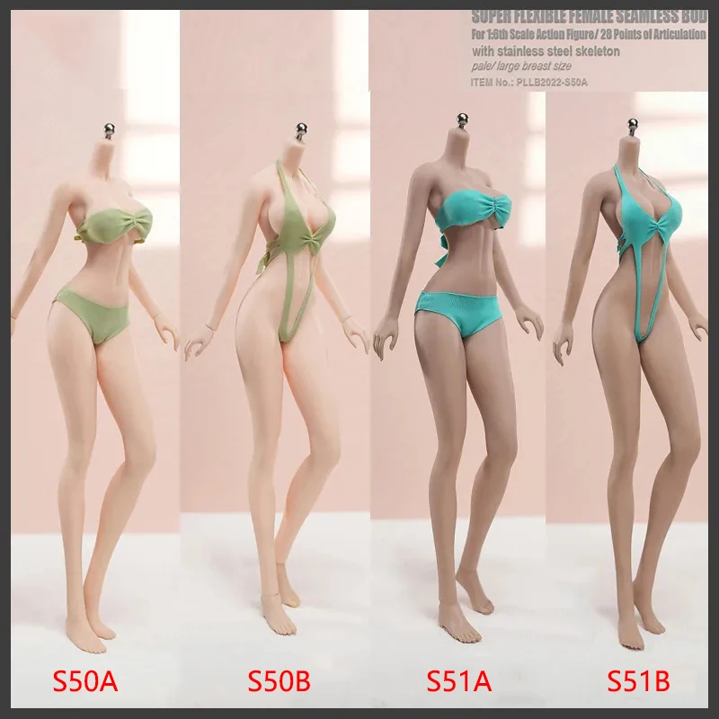 TBLeague S50A S51A S50B S51B 1/6 Scale Super-Flexible Seamless Female Body 12'' Large Bust Pale ...