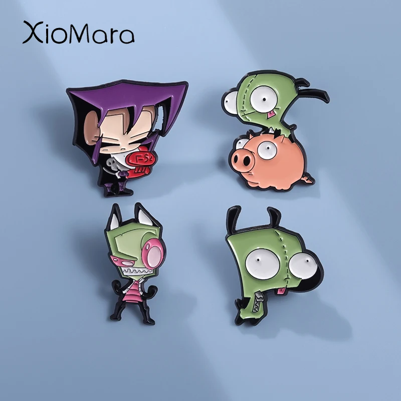 Invader-ZIM-Brooch-Enamel-Pins-Funny-Cartoon-Animation-Metal-Badges ...