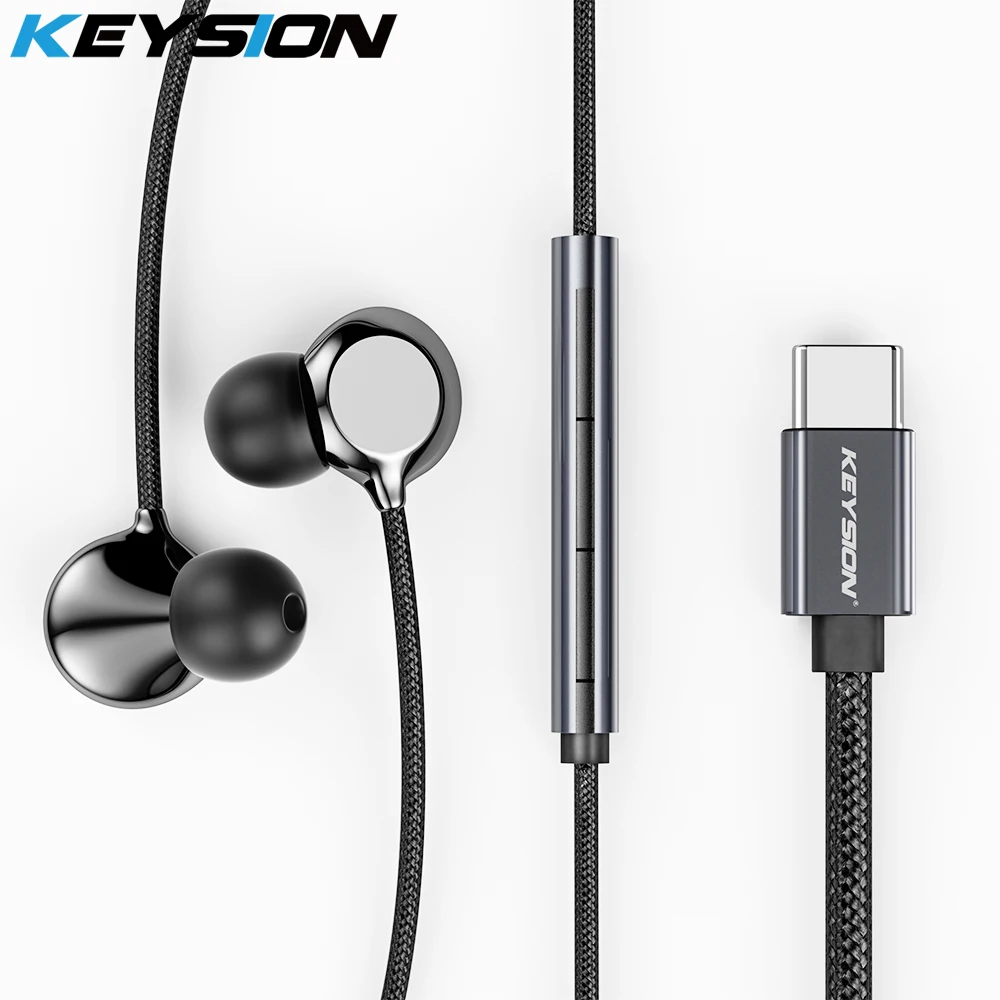 KEYSION Type-C Ceramic Wired Headset HiFi Bass Stereo Music Earphones ...