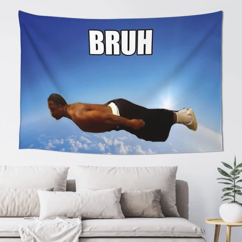 Bruh Flying Midget Man Bandera de pared divertida, tapiz Meme, cartel ...