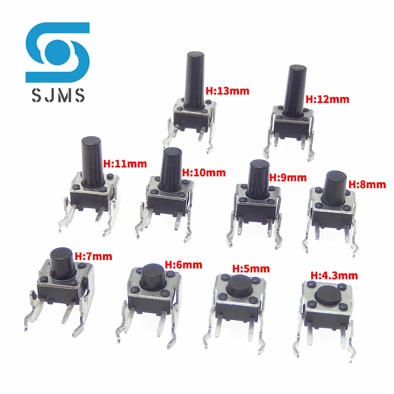 20Pcs-6x6-PCB-Momentary-Tactile-Tact-Push-Button-4-Pin-Self-reset ...